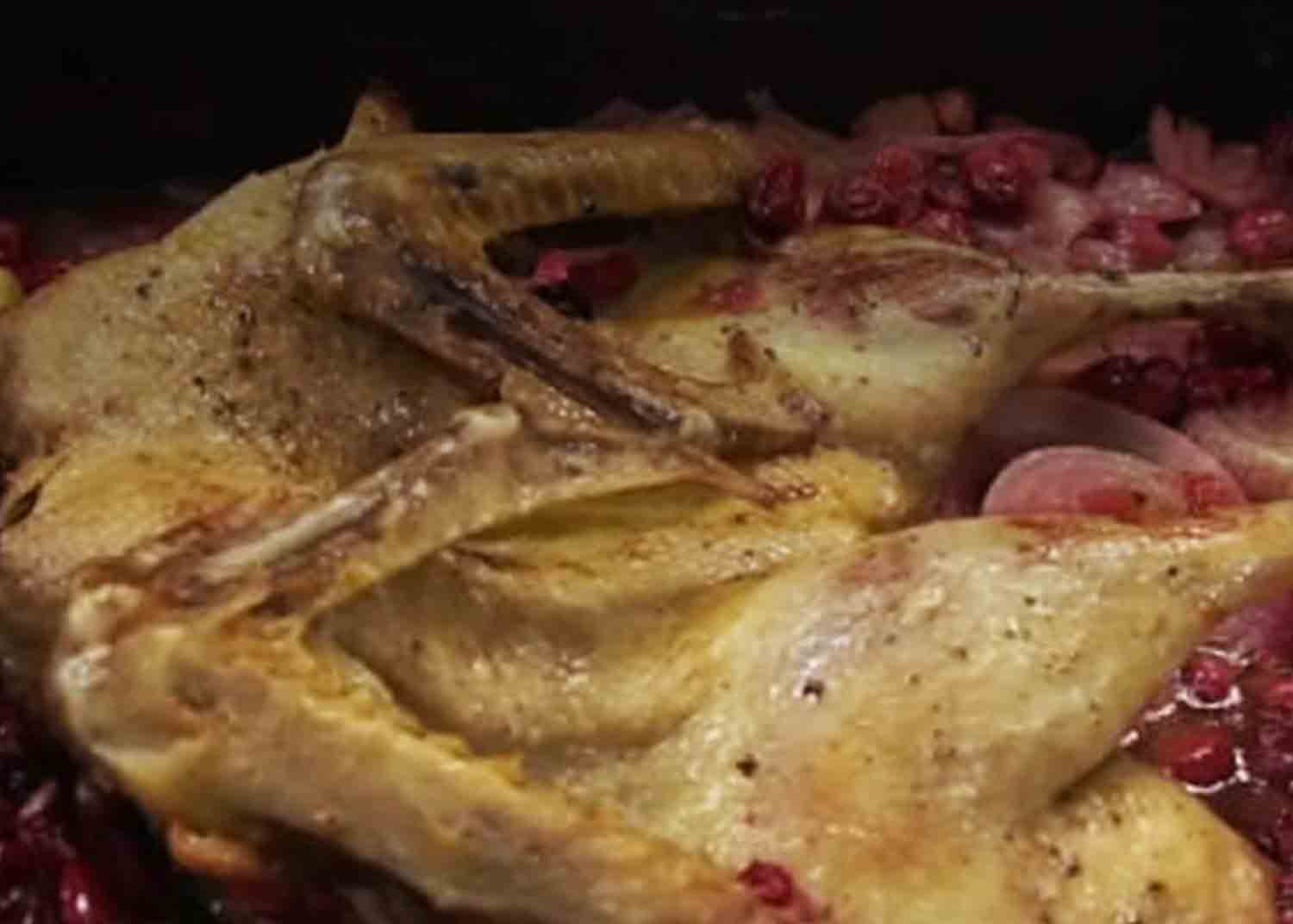 Spatchcock-style duck with cranberries and french toast panettone ...